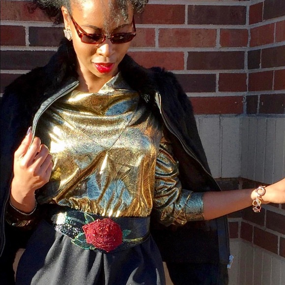 Pants & Jumpsuits | Gold Black Shimmery Paisley Jumper | Poshmark